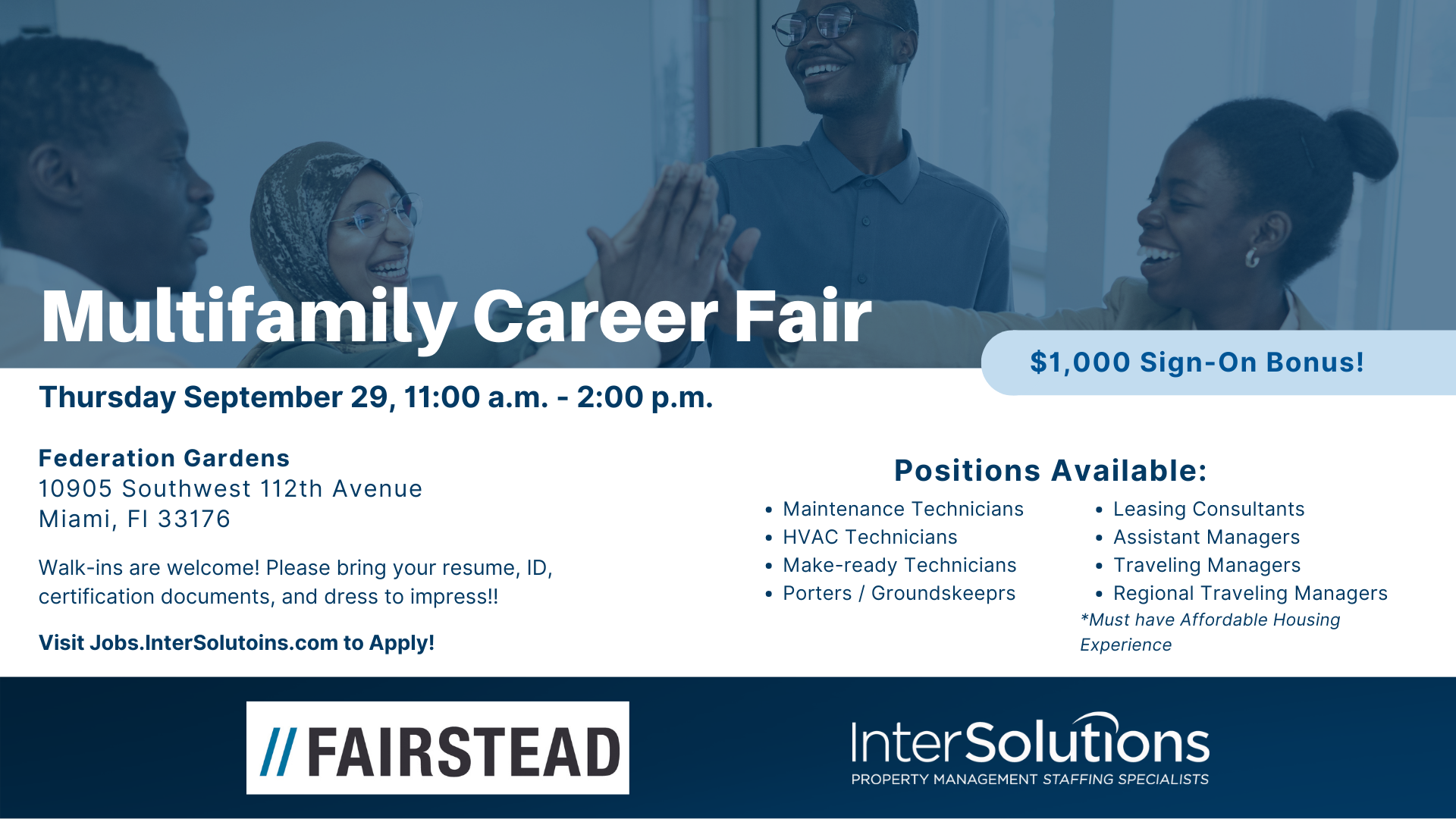 Miami-Area Apartment Career Fair Co-hosted with Fairstead - InterSolutions